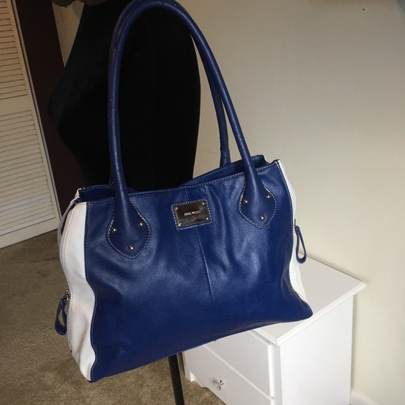Nine West | Bags | Nine West Blue White Expandable Tote Side Zip ...